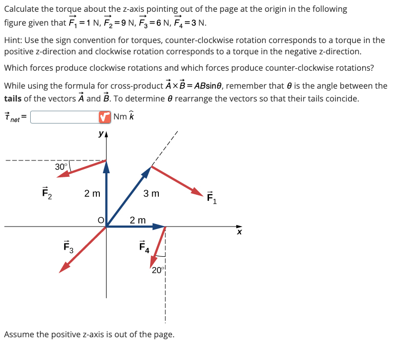 Solved Calculate the torque about the z-axis pointing out of | Chegg.com