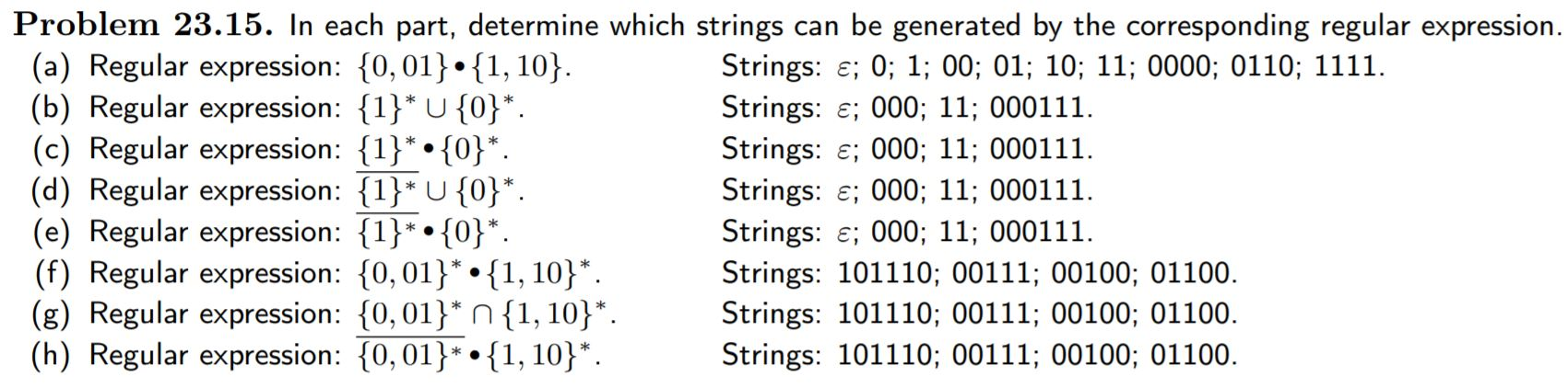Solved Problem 23.15. In each part, determine which strings | Chegg.com