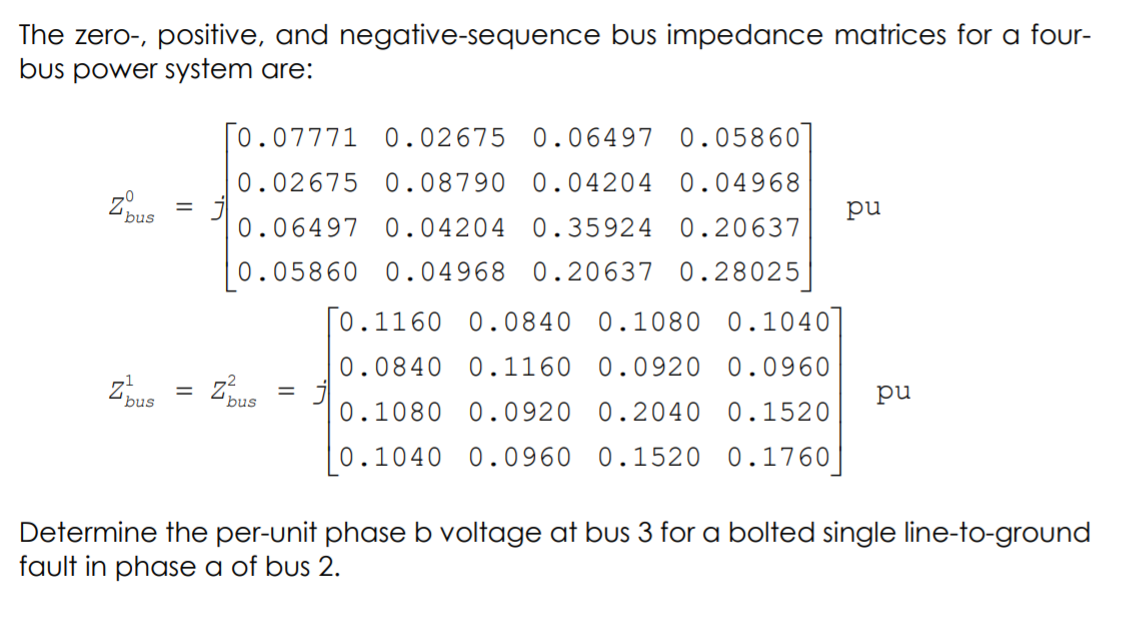 Solved The zero-, positive, and negative-sequence bus | Chegg.com