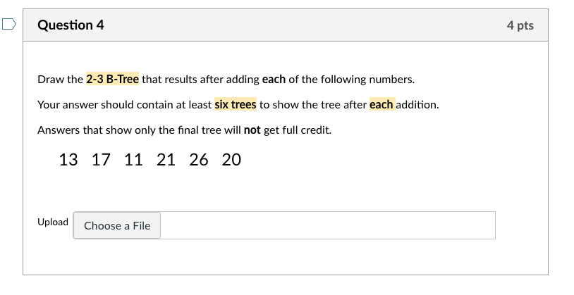 Solved Draw the 2-3 B-Tree that results after adding each of | Chegg.com