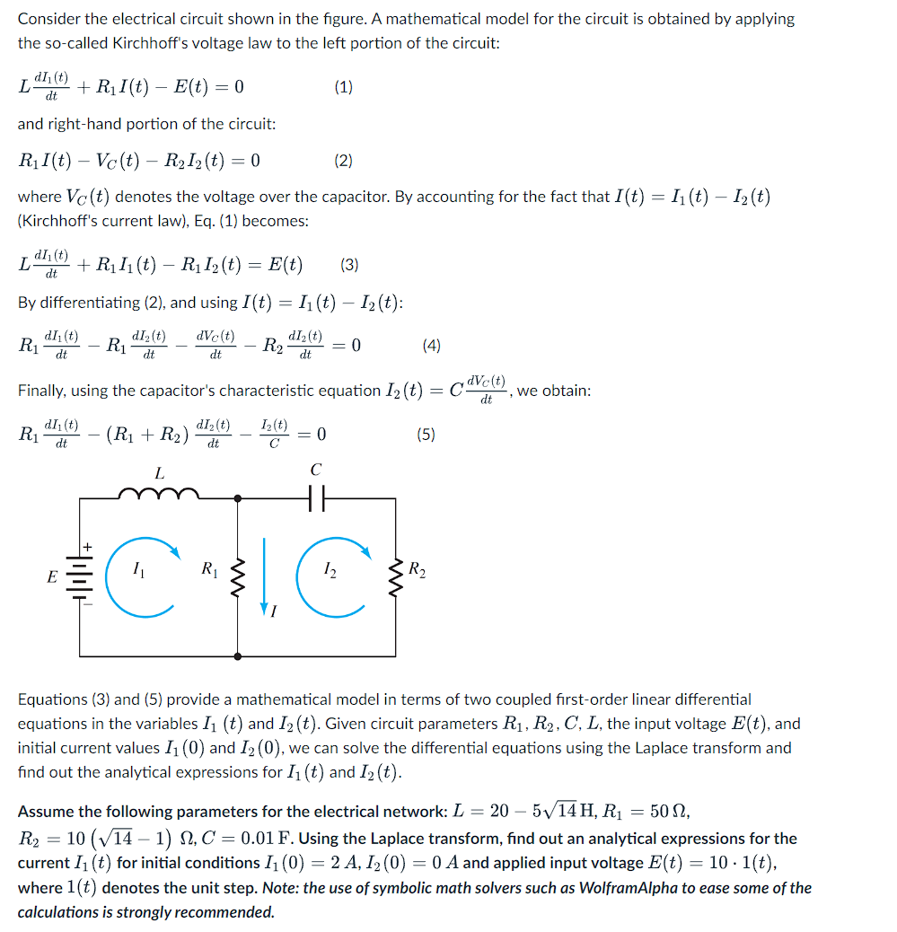 Solved Consider the electrical circuit shown in the figure. | Chegg.com