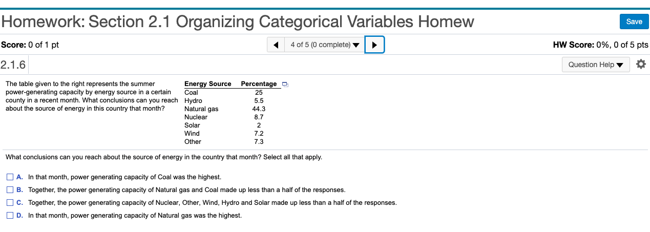 Solved Homework: Section 2.1 Organizing Categorical | Chegg.com
