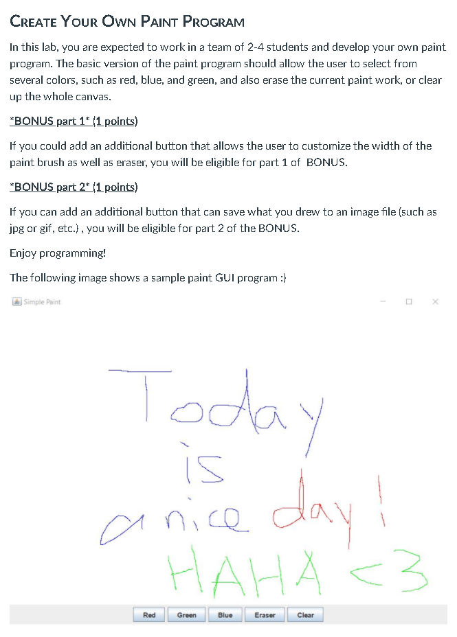 Solved CREATE YOUR OWN PAINT PROGRAM In this lab, you are | Chegg.com