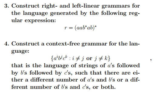 Solved 3. Construct right- and left-linear grammars for the | Chegg.com