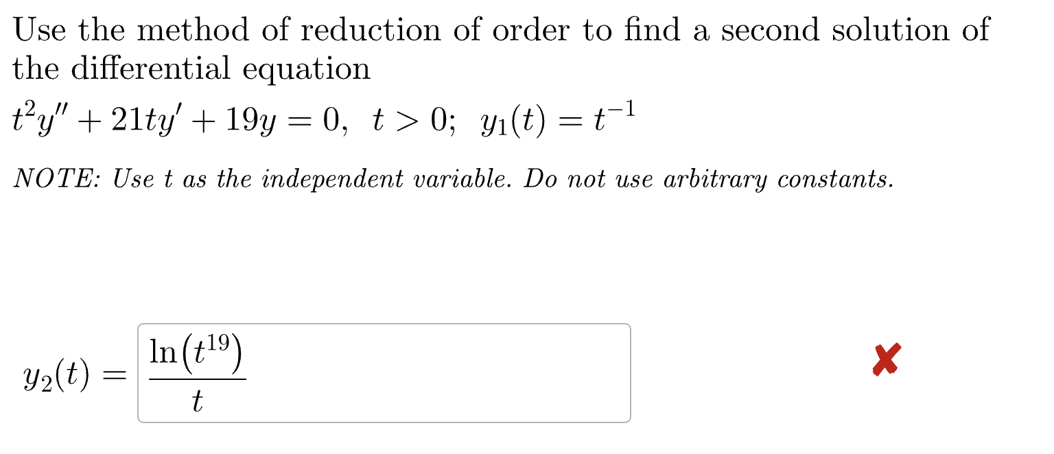 Solved Use the method of reduction of order to find a second | Chegg.com