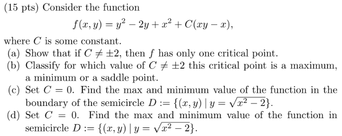 Solved 15 Pts Consider The Function 2403