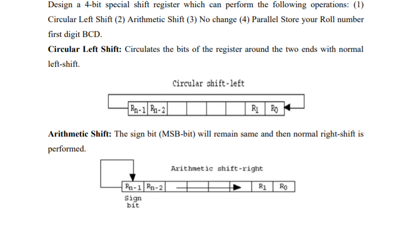 Solved Design a 4-bit special shift register which can | Chegg.com
