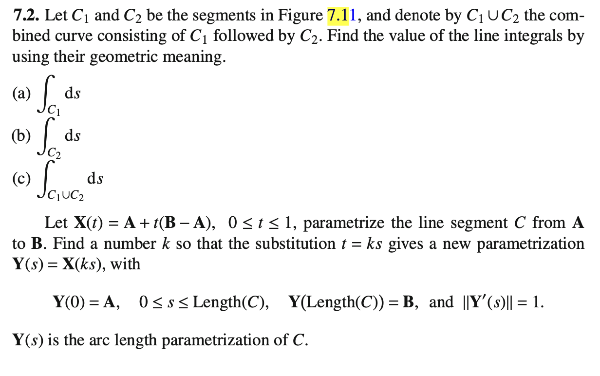 Solved 7.2. Let C1 and C2 be the segments in Figure 7.11, | Chegg.com