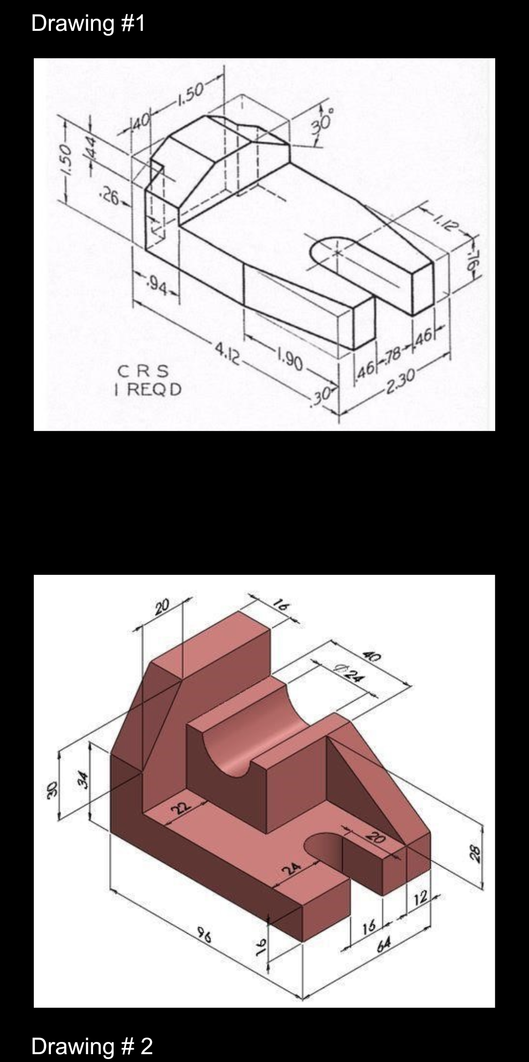 Solved Mechanical Engineering Drawings ﻿ Orthographic | Chegg.com