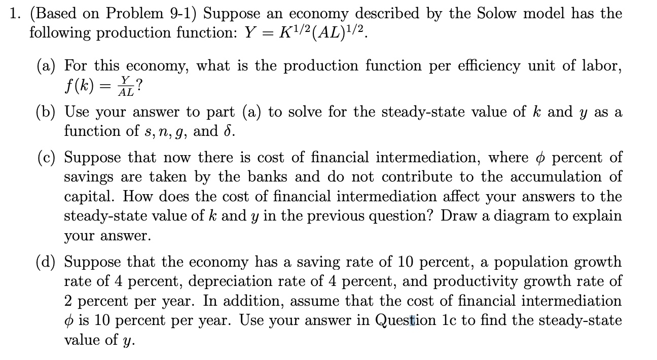 Solved (Based on Problem 9-1) Suppose an economy described | Chegg.com