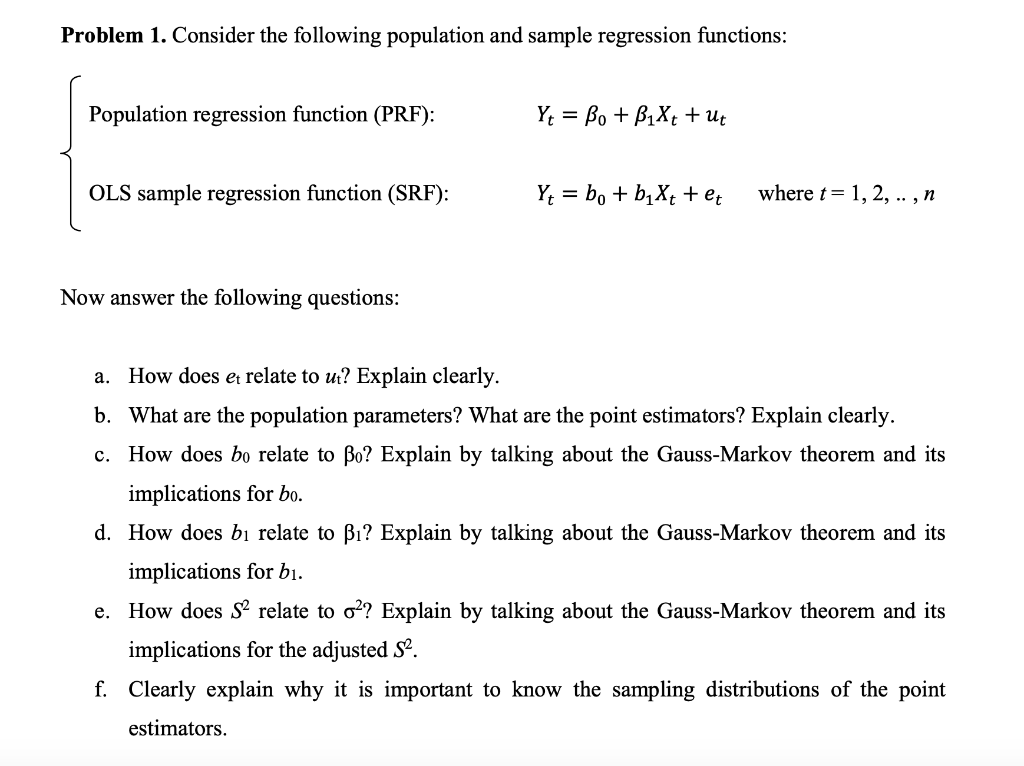 Problem 1. Consider the following population and | Chegg.com