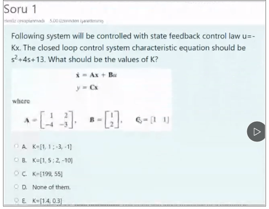 Solved Following system will be controlled with state | Chegg.com