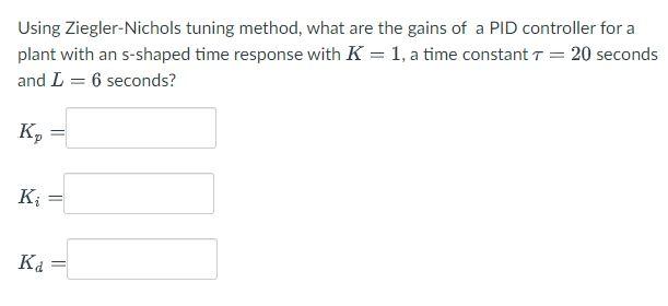 Solved Using Ziegler-Nichols tuning method, what are the | Chegg.com