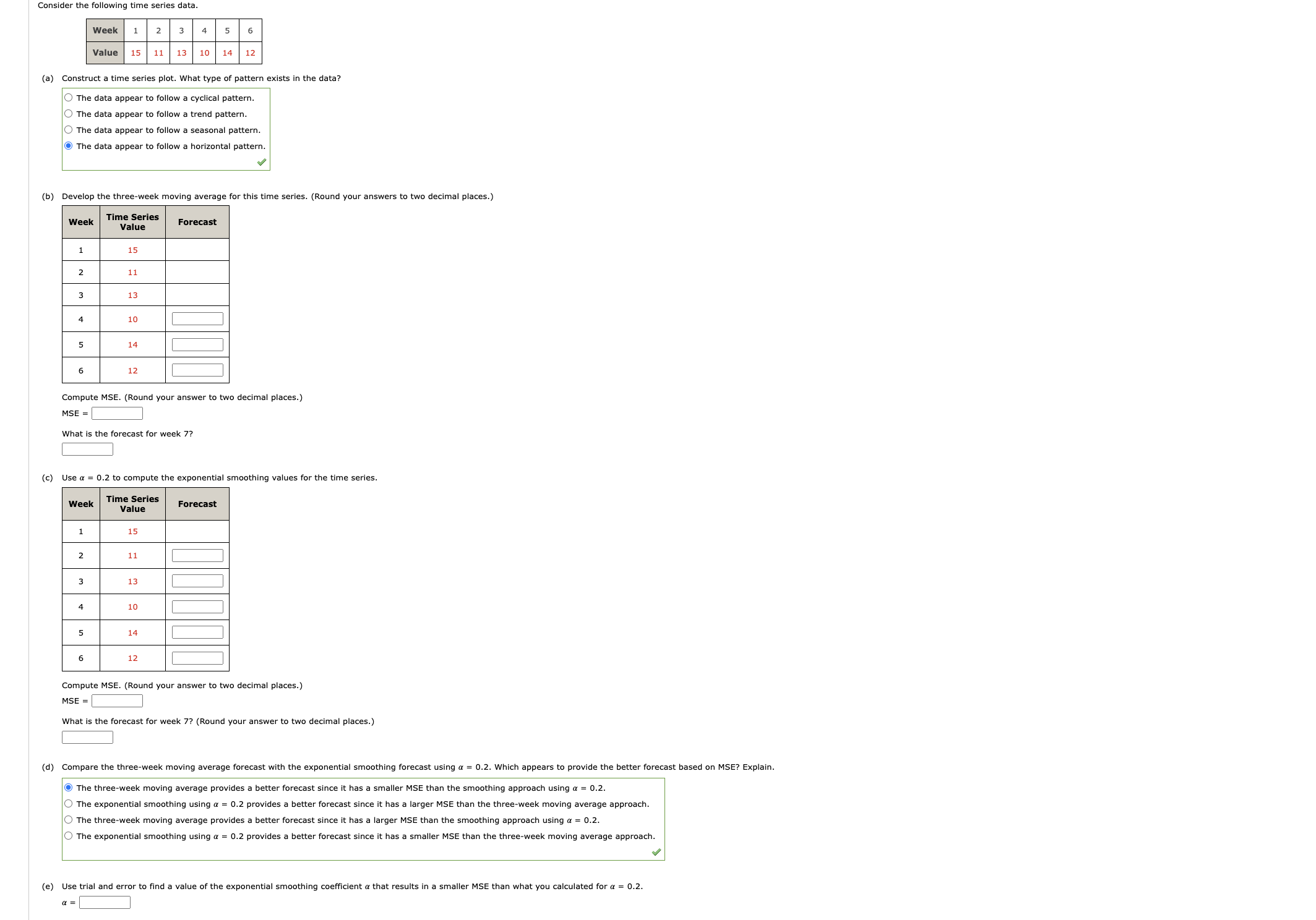 Solved Consider the following time series data. (a) | Chegg.com