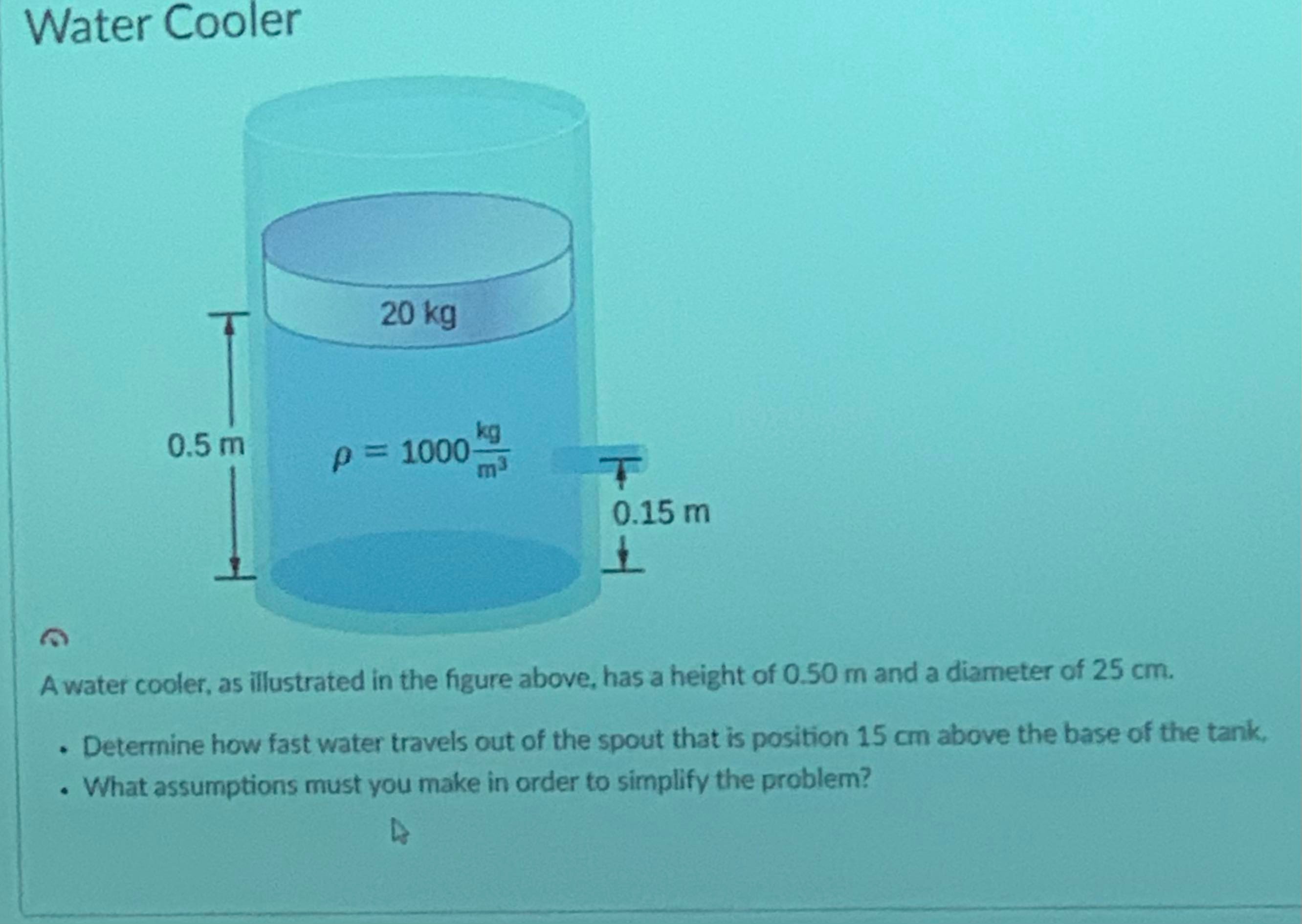 Solved Water Cooler A water cooler, as illustrated in the | Chegg.com