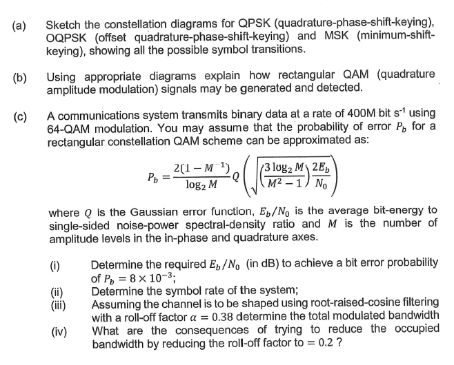 Sketch the constellation diagrams for QPSK | Chegg.com