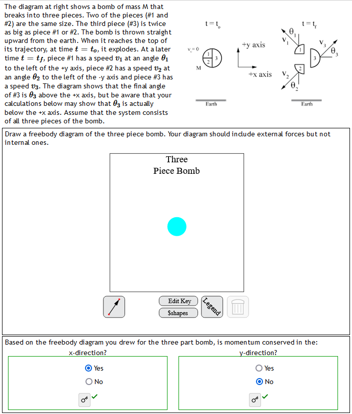 Solved The diagram at right shows a bomb of mass M that | Chegg.com