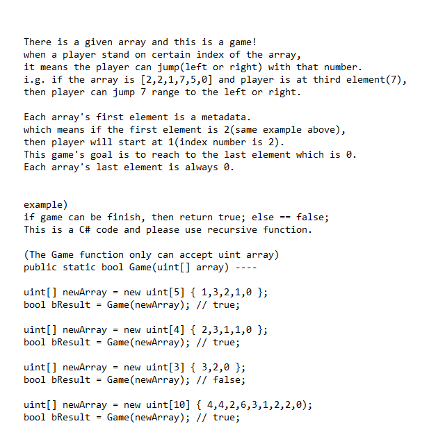 Solved Can you solve this game by using recursive function | Chegg.com