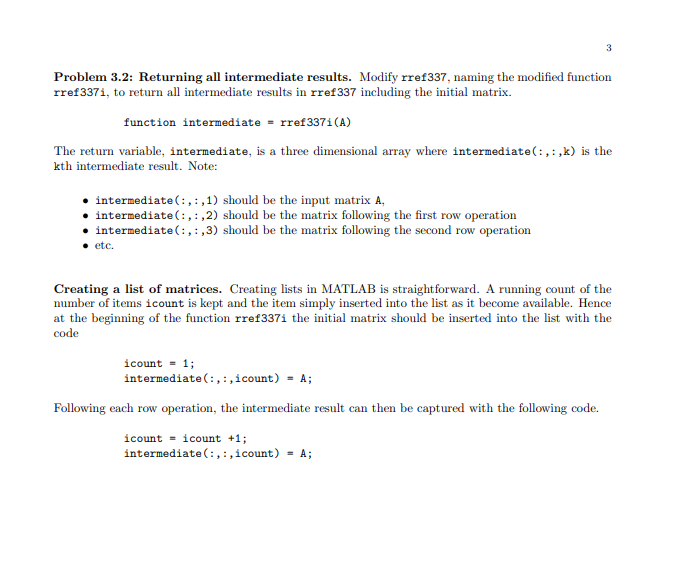 Math 337: Linear Algbra Guide to MATLAB Assignment 3: | Chegg.com