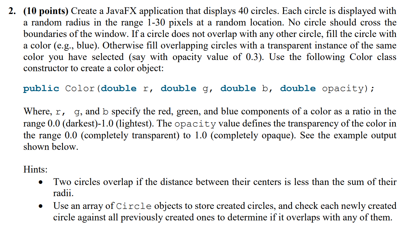 Solved 2. (10 points) Create a JavaFX application that | Chegg.com