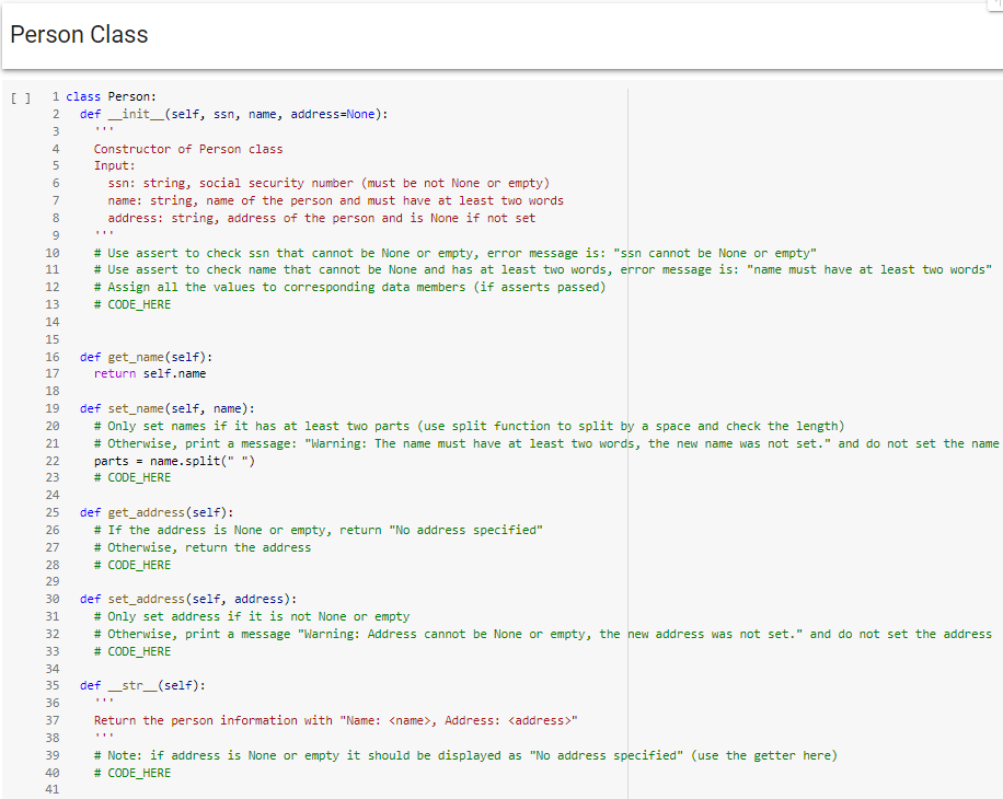 Solved Person Class[ ] 1 # Test case 1 (5 points) 2 try: 3 | Chegg.com