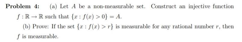 Solved Problem 4: (a) Let A be a non-measurable set. | Chegg.com