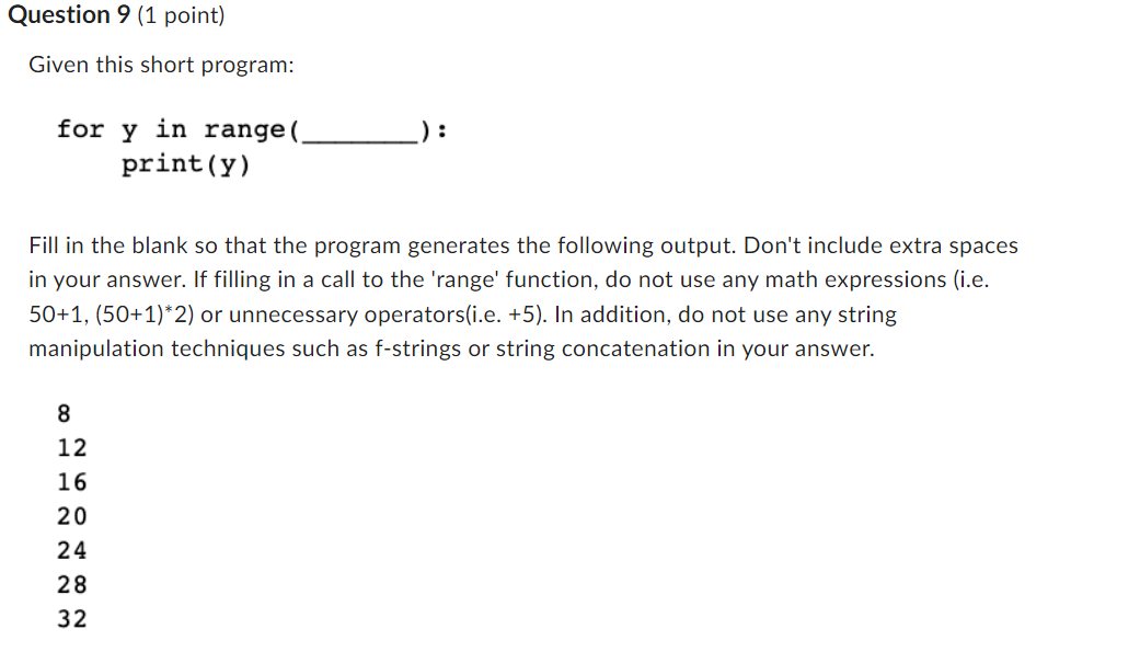 Solved Fill In The Blank So That The Program Generates The 