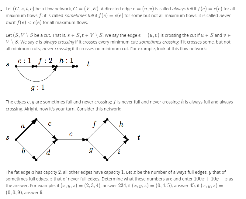 Solved . Let (G, s, t, c) be a flow network, G = (V, E). A | Chegg.com
