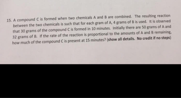 Solved 15. A compound C is formed when two chemicals A and B | Chegg.com