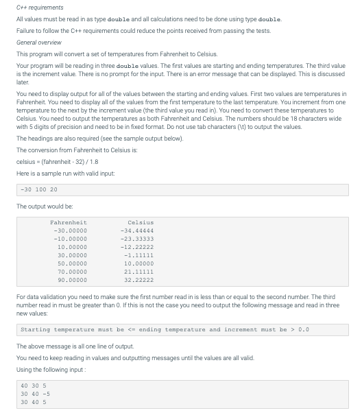 Solved requirements All values must be read in as type | Chegg.com