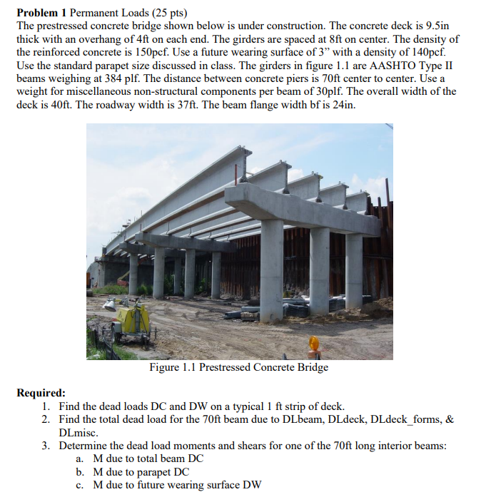 Solved Problem 1 Permanent Loads (25 pts) The prestressed | Chegg.com