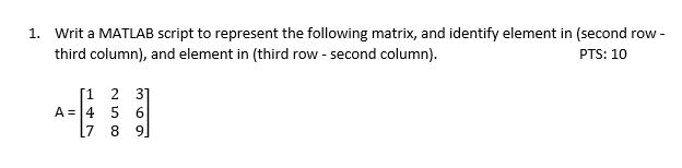 Solved 1. Writ a MATLAB script to represent the following | Chegg.com