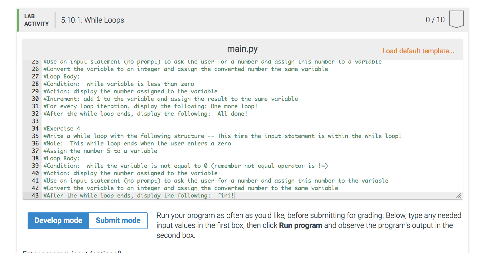 Solved LAB 5.10.1: While Loops 0/10 АCTIVITY main.py Load | Chegg.com