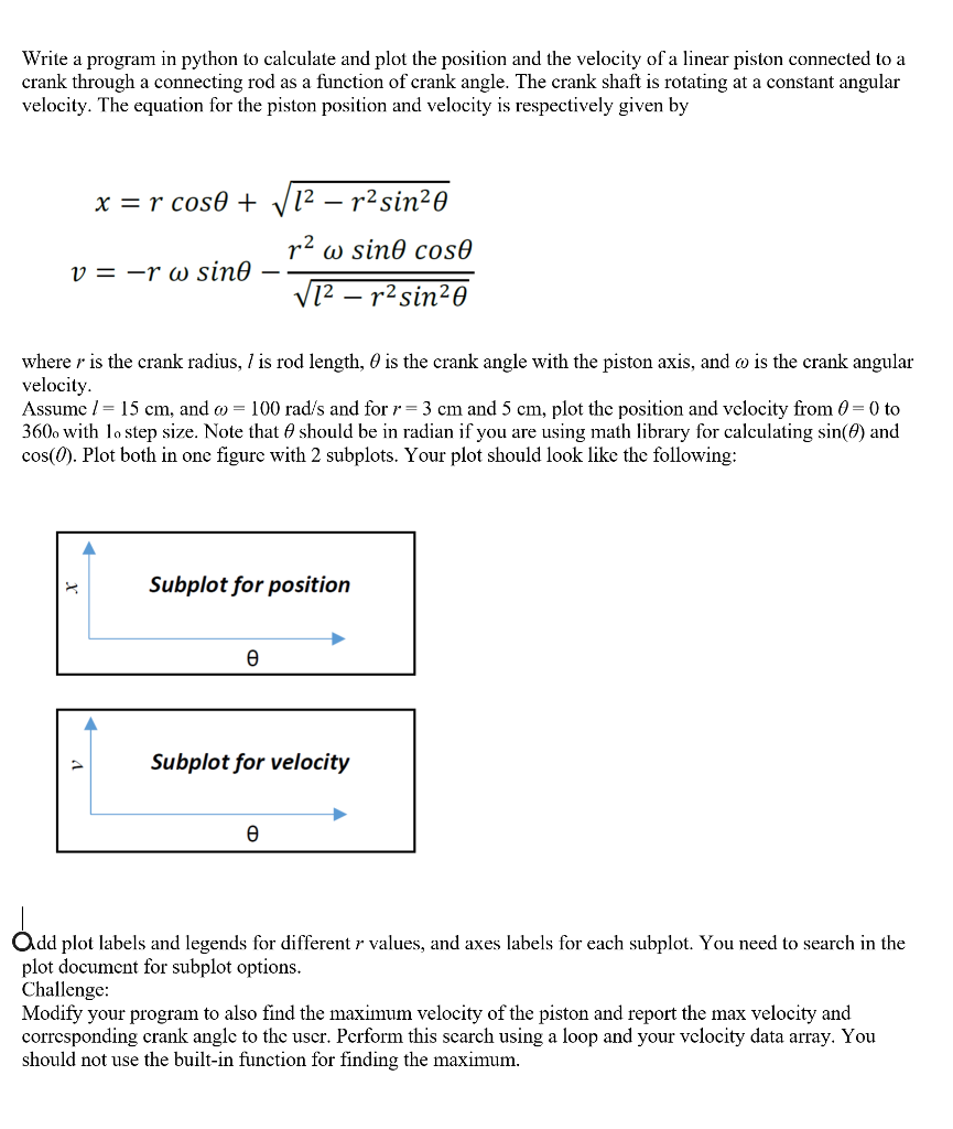 Solved Write A Program In Python To Calculate And Plot The