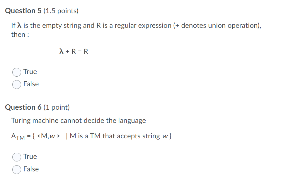 Solved Question 5 (1.5 points) If I is the empty string and | Chegg.com