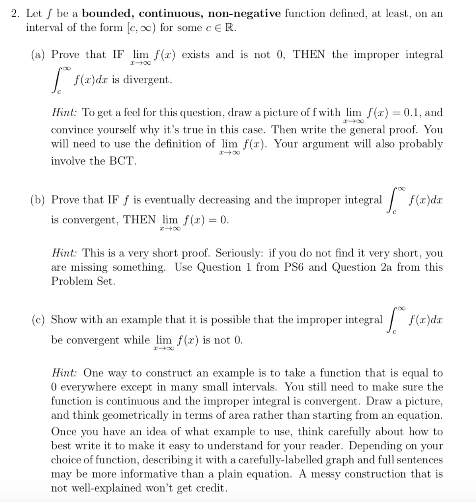 Solved 2. Let f be a bounded, continuous, non-negative | Chegg.com