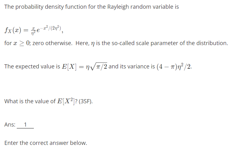 Solved The probability density function for the Rayleigh | Chegg.com
