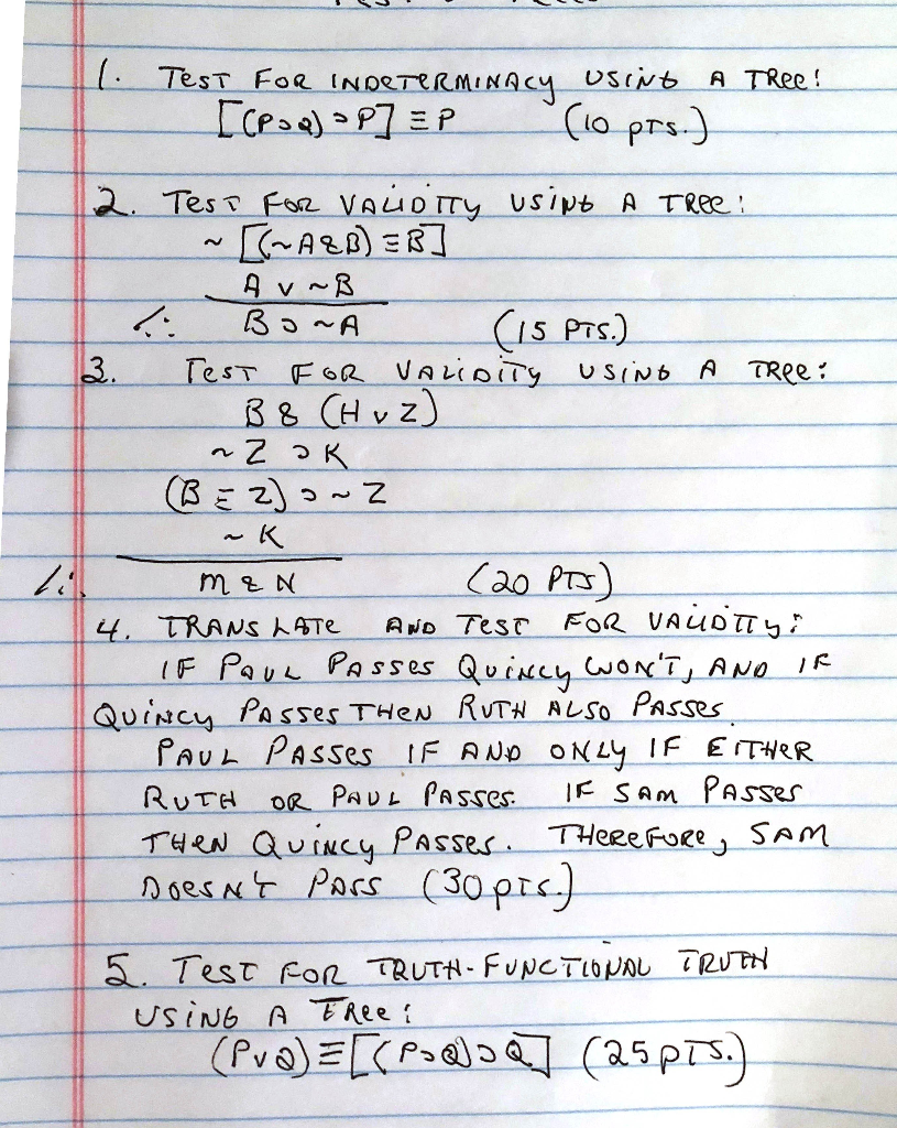using A Tree! 1. Test FOR INDETERMiNacy [(Paq) əP]EP | Chegg.com