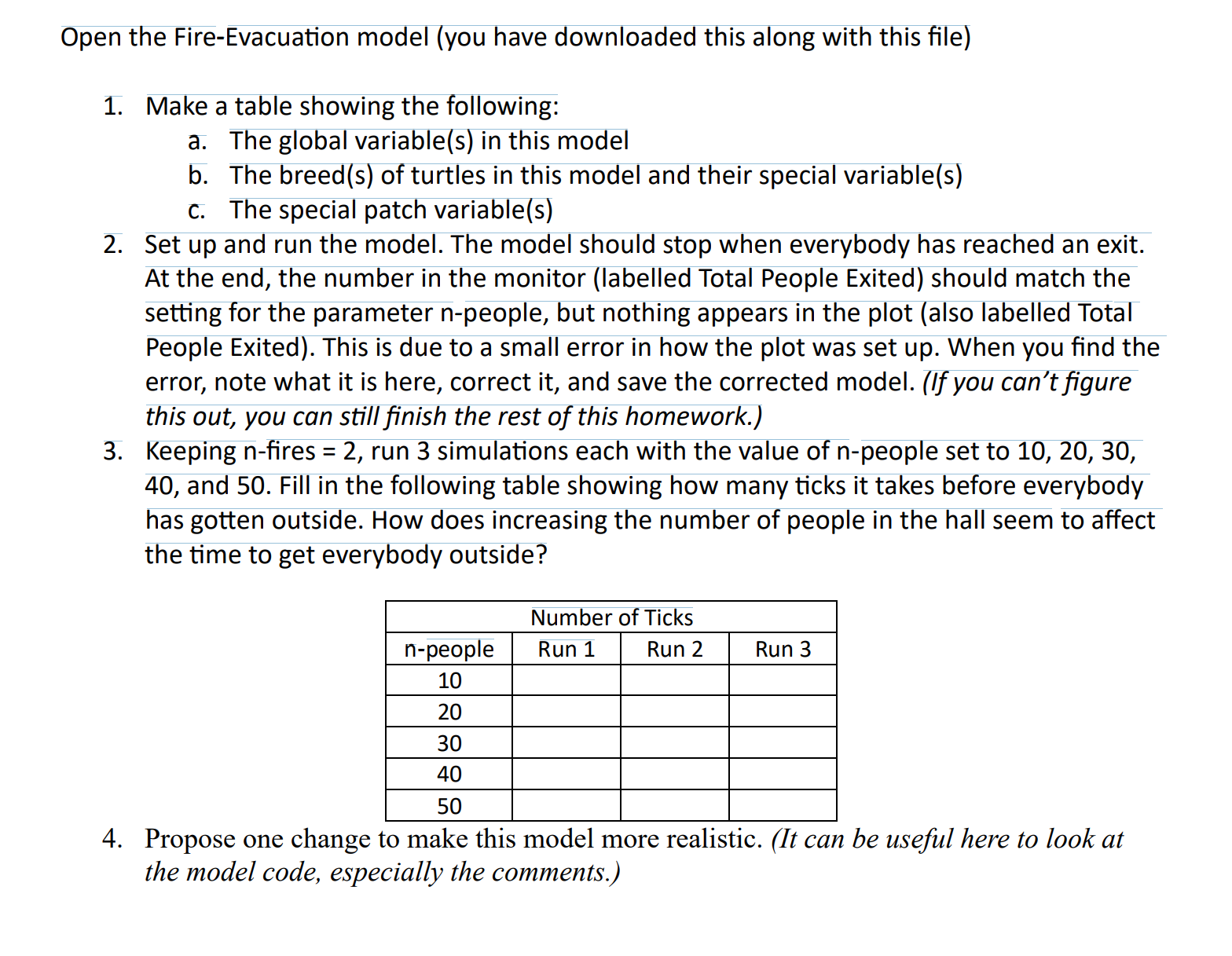 Solved Open the Fire-Evacuation model (you have downloaded | Chegg.com