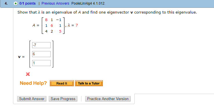 Solved 4. +0/1 points | Previous Answers PooleLinAlg4 | Chegg.com