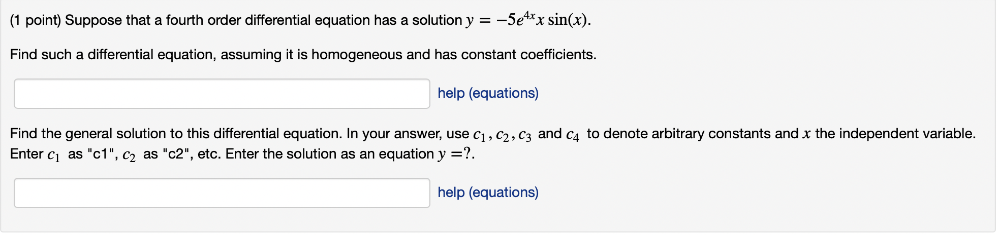 Solved (1 point) Suppose that a fourth order differential | Chegg.com
