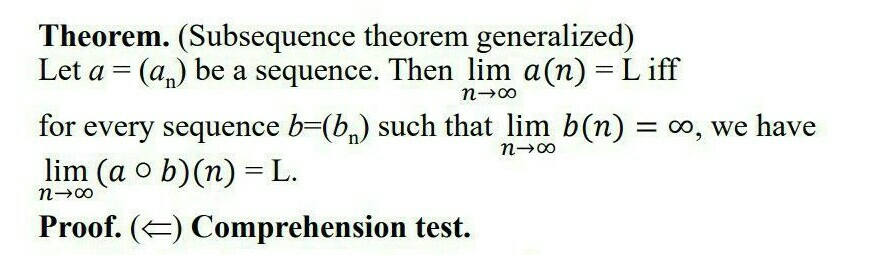 Solved n >00 Theorem. (Subsequence theorem generalized) Let | Chegg.com