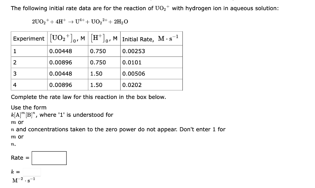 Solved The following initial rate data are for the oxidation | Chegg.com