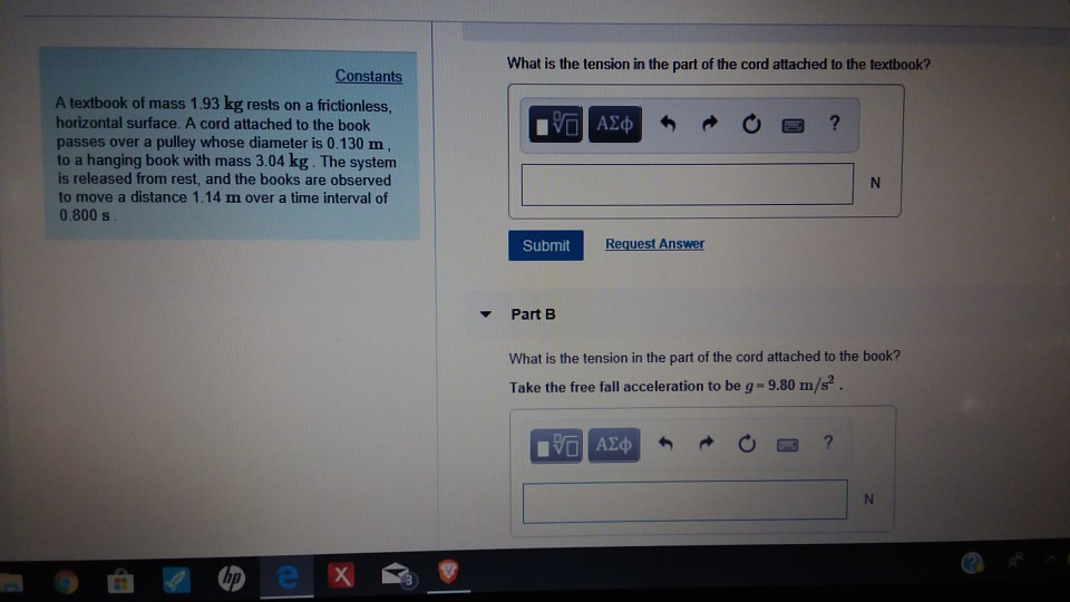 Solved What is the tension in the part of the cord attached | Chegg.com