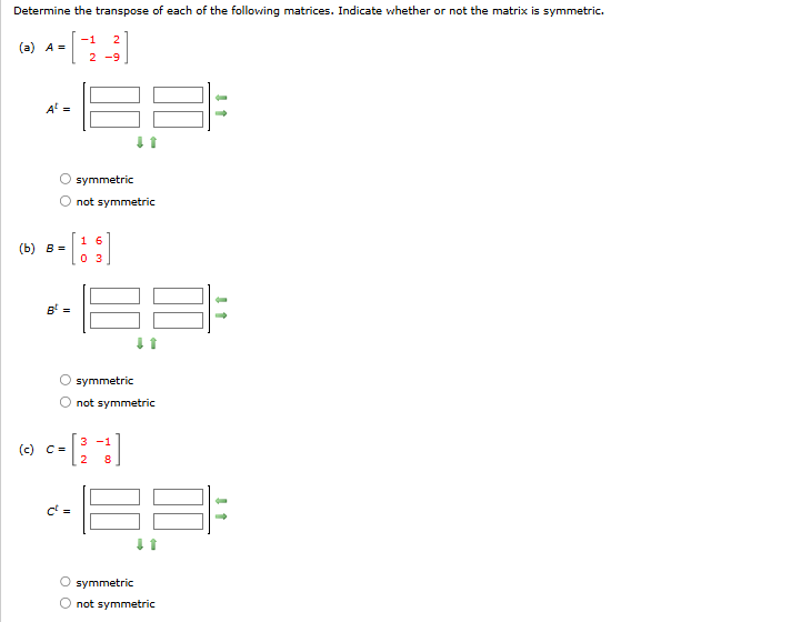 Determine the transpose of each of the following | Chegg.com