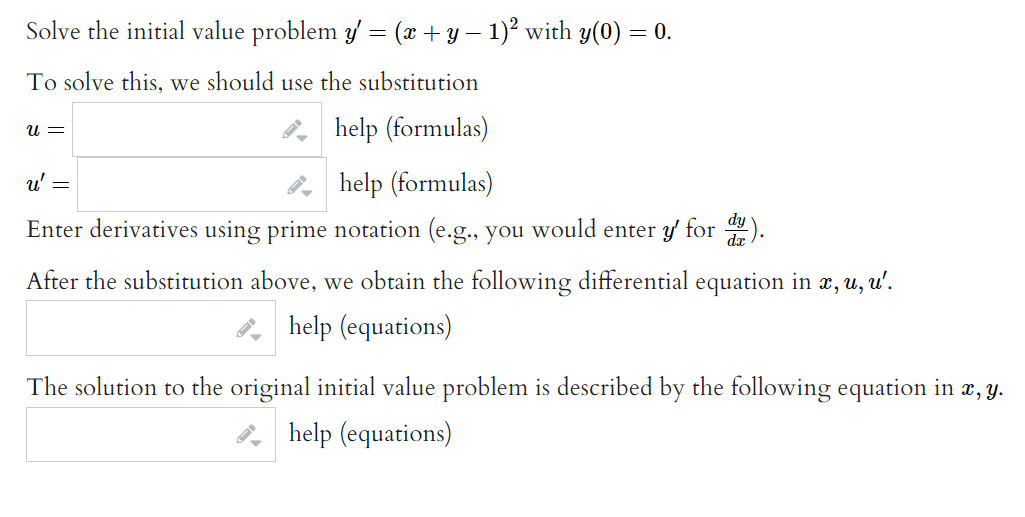 Solved Solve the initial value problem y′=(x+y−1)2 with | Chegg.com