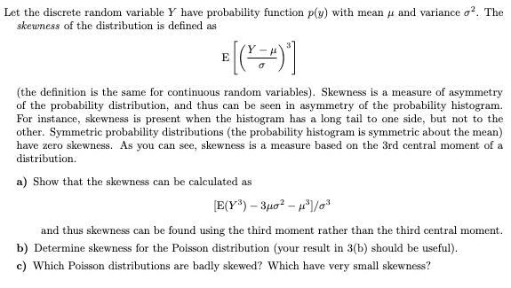 Solved Let the discrete random variable Y have probability | Chegg.com