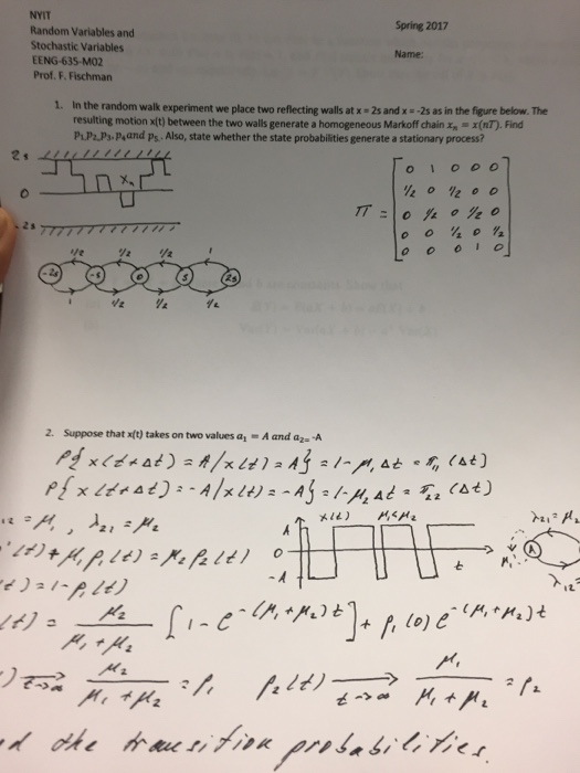 Solved Spring 2017 Random Variables And Stochastic Variables