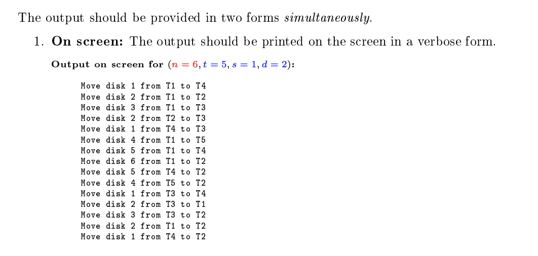 Solved Java program Task 1: Solving the Generalised Tower of | Chegg.com