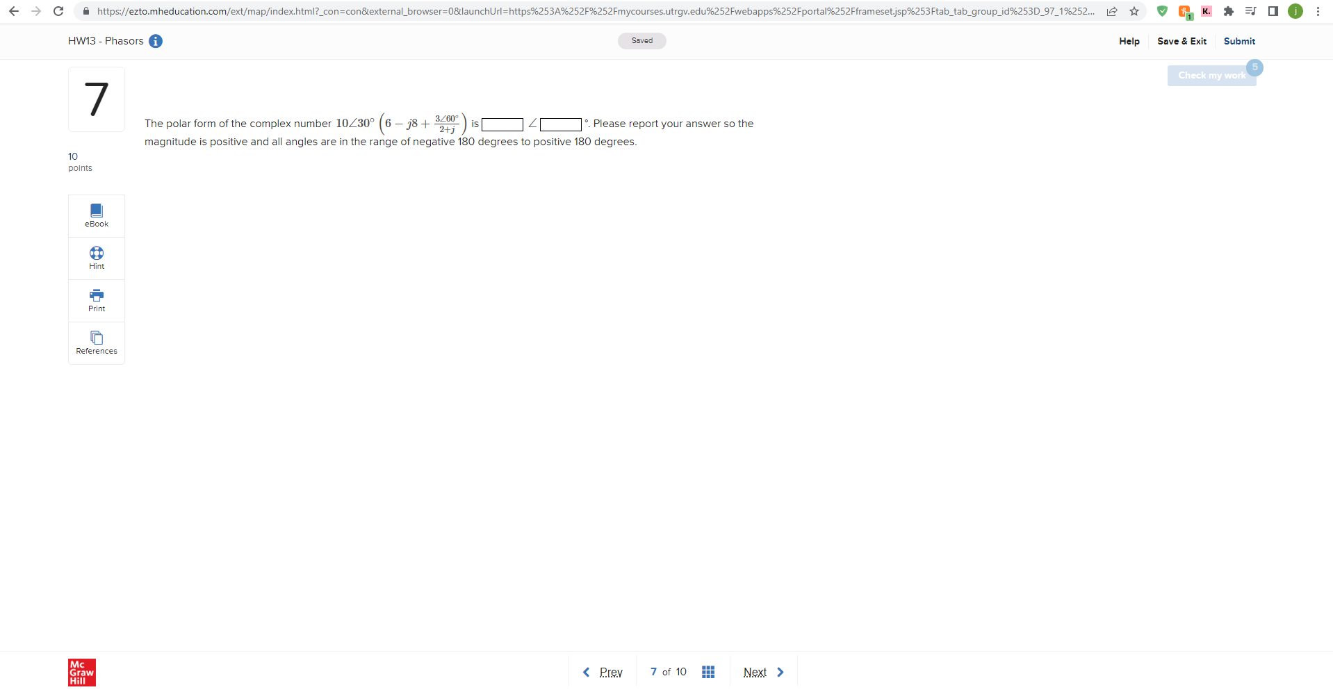 Solved The polar form of the complex number | Chegg.com